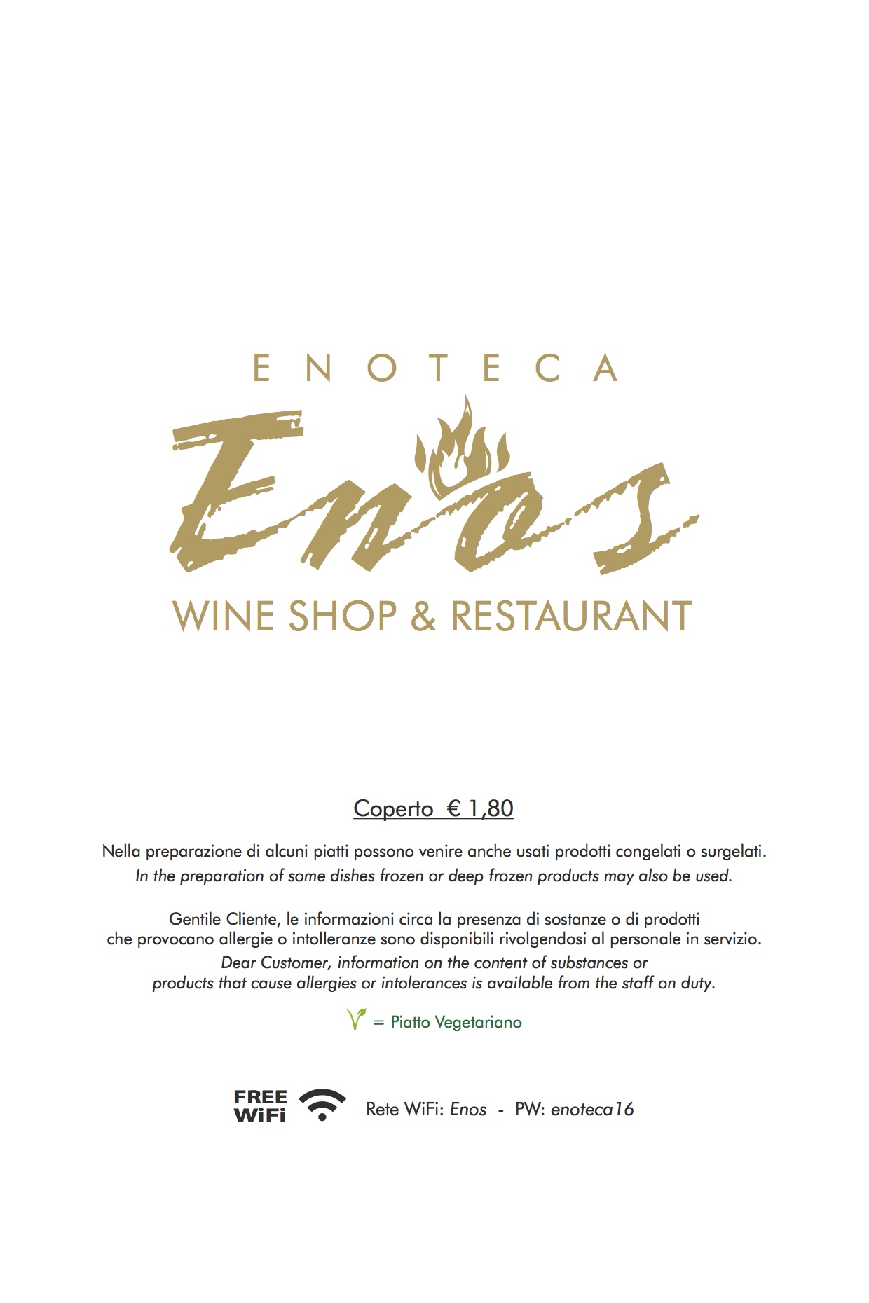 Restaurant – Enoteca Enos